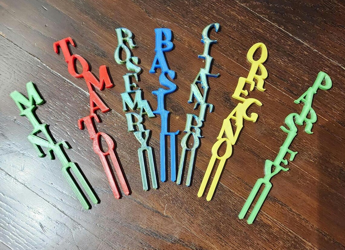 3D Pinted Garden Label Sticks - 7 Inch - Indoor - Outdoor - Small ...
