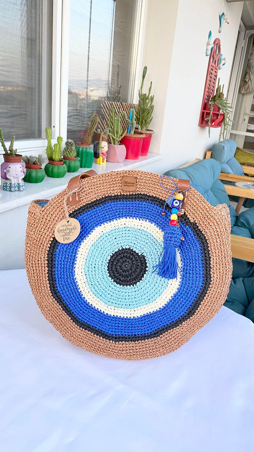 Crochet Beach Bag,evil Eyes Bag - Etsy