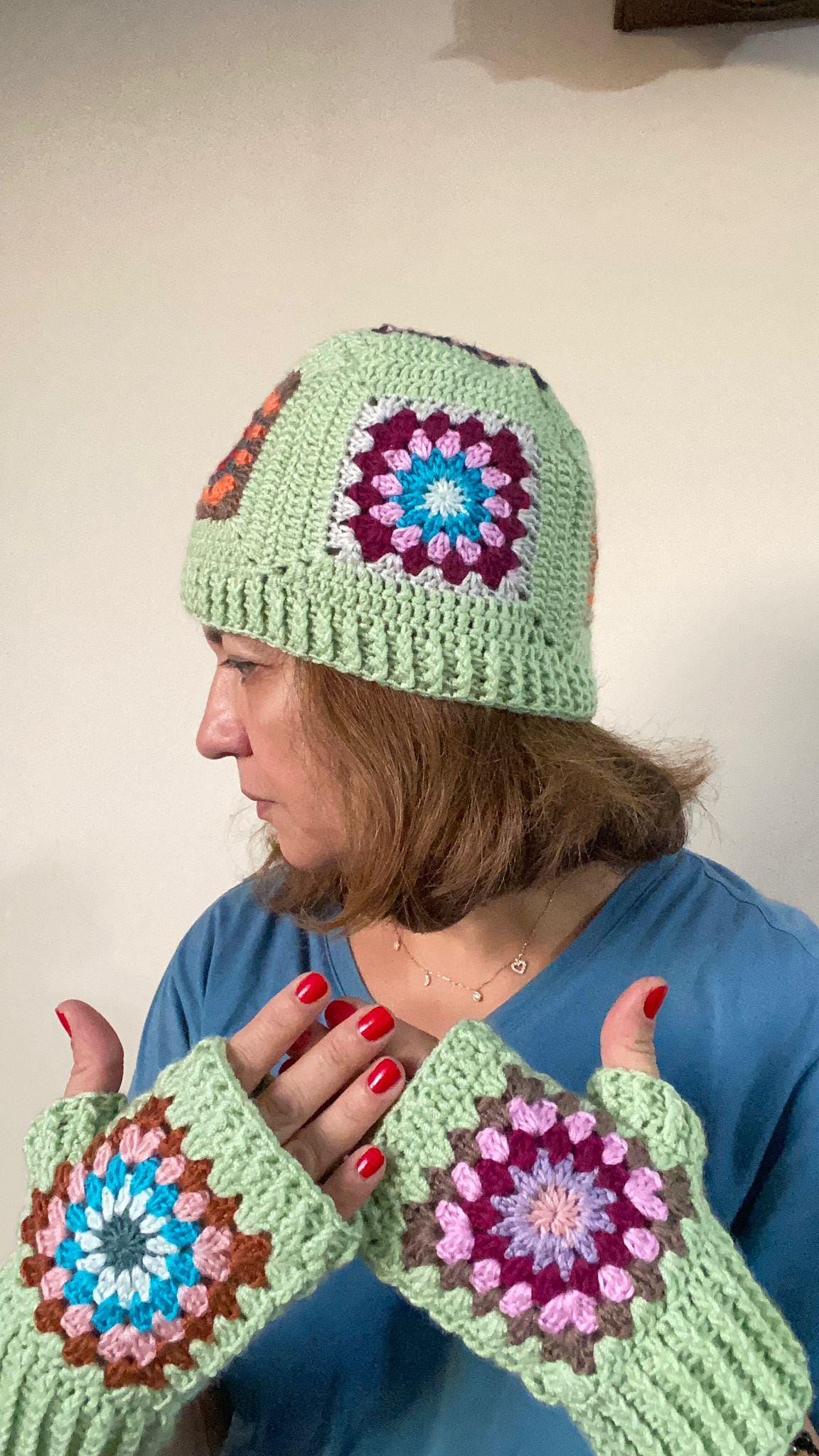 Granny Square Hat | Floral Winter Hat | Handmade Winter Beanie ...