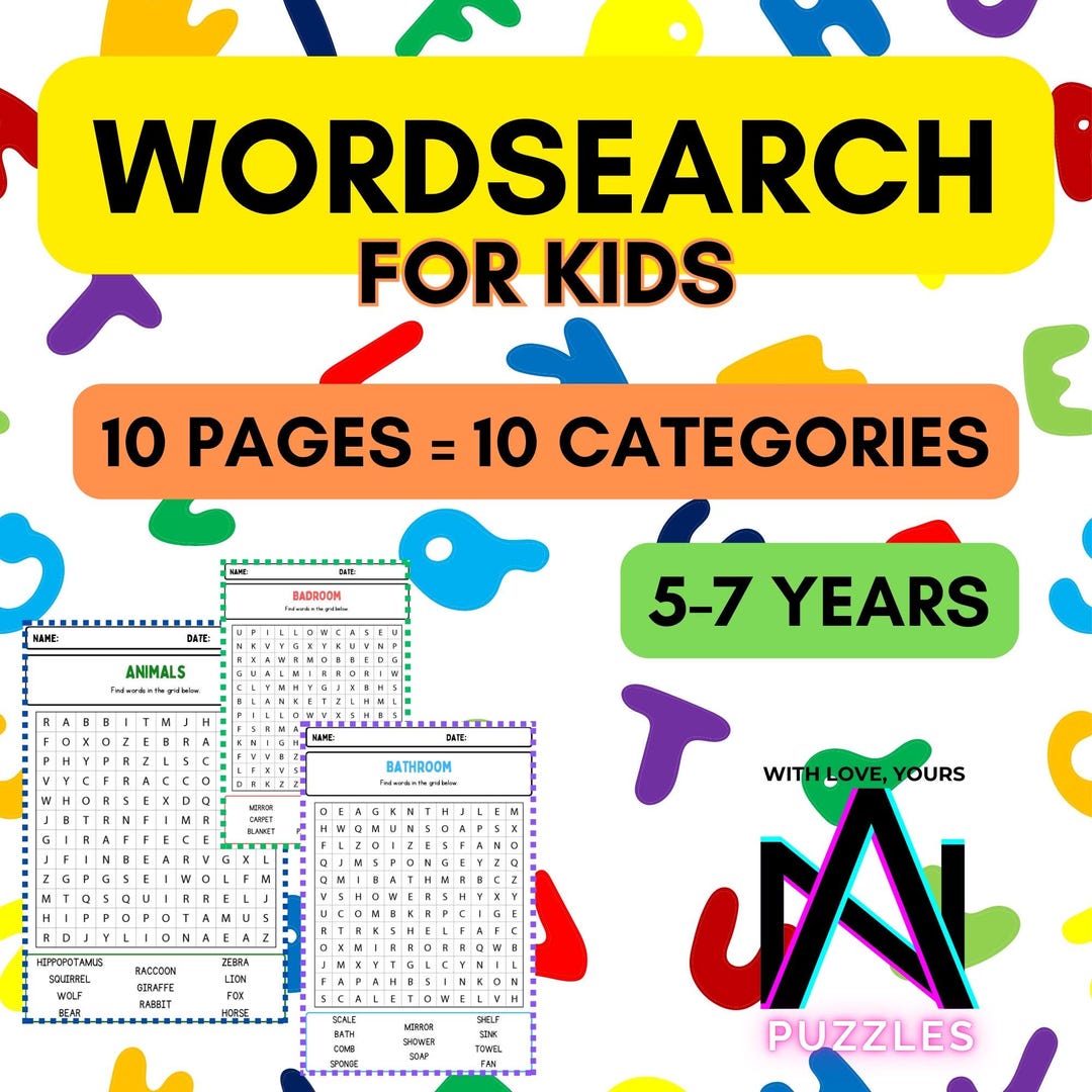 Printable Word Search Puzzles for Kids Fun & Educational PDF Games - Etsy