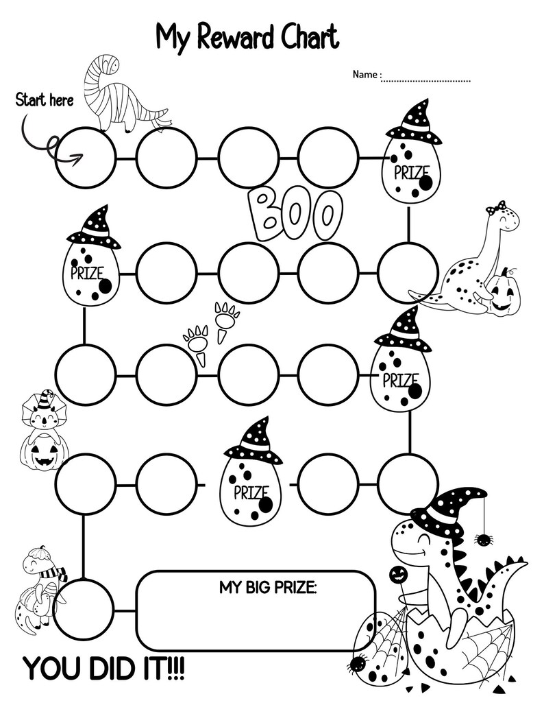 Halloween Dino Reward Chart, Kids Chart, Chore Chart, Potty Training ...