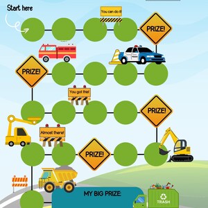Kids Reward Chart, Construction Printable, Sticker Chart, Potty ...