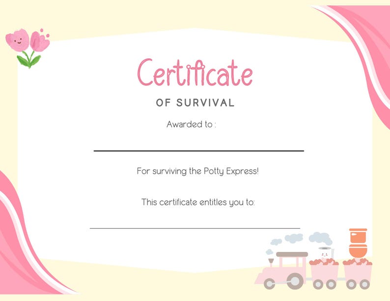 Survival Potty Training Certificate, Adult Awards, Mama Diploma, Mama ...