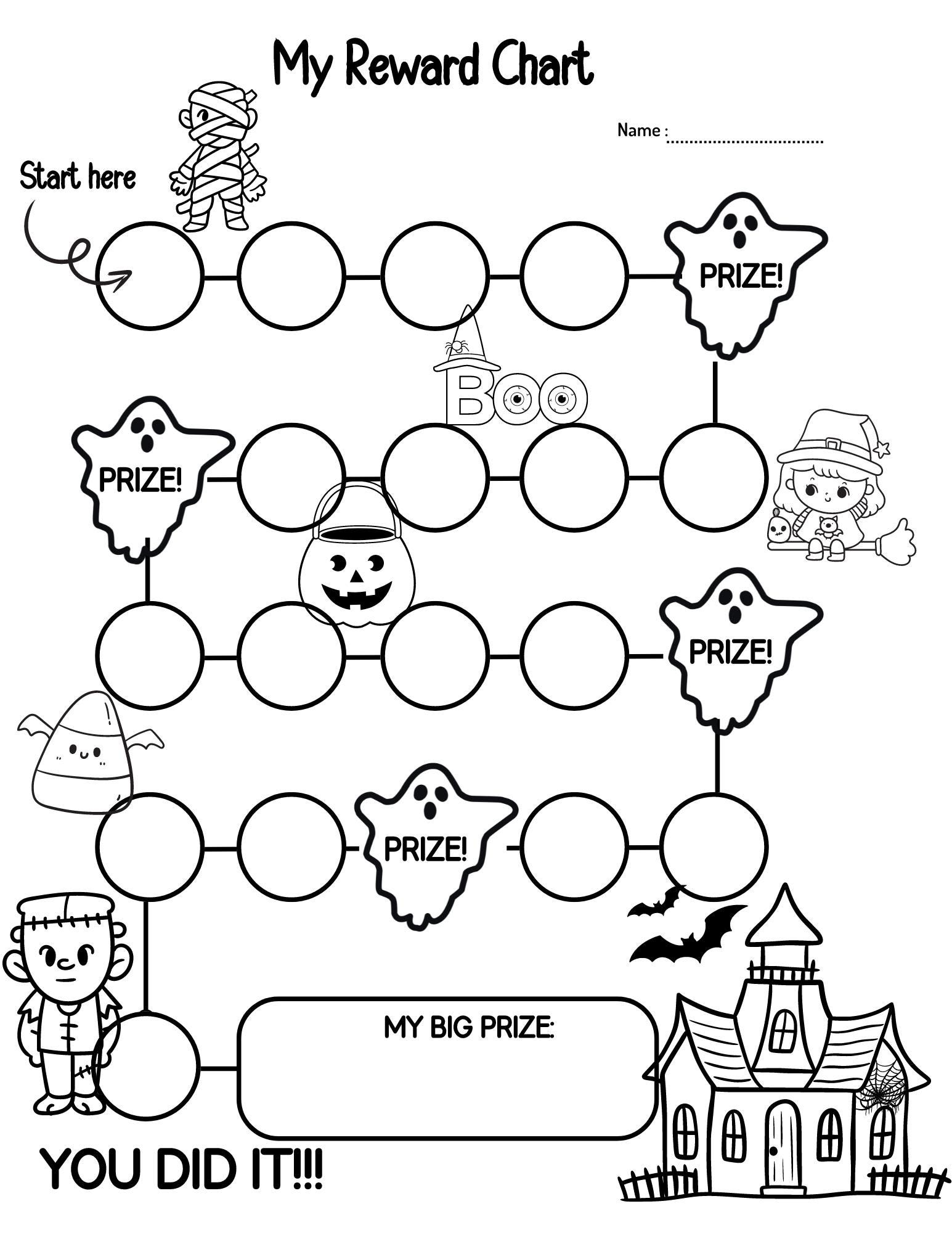 Halloween Reward Chart, Spooky Chart, Kids Chart, Chore Chart, Potty ...