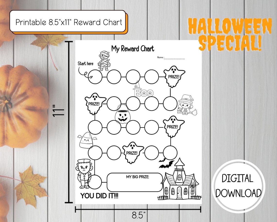 Halloween Reward Chart, Spooky Chart, Kids Chart, Chore Chart, Potty ...
