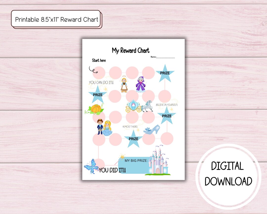 Kids Reward Chart, Princess Printable, Sticker Chart, Potty Training ...