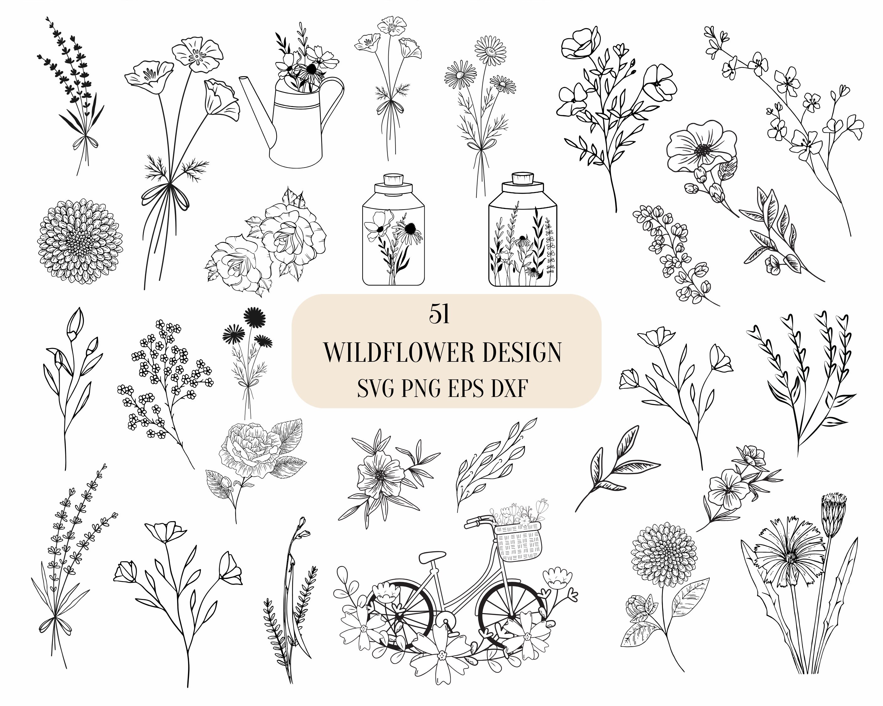 Wildflower SVG Bundle Wildflower Vector Wildflower Silhouette ...