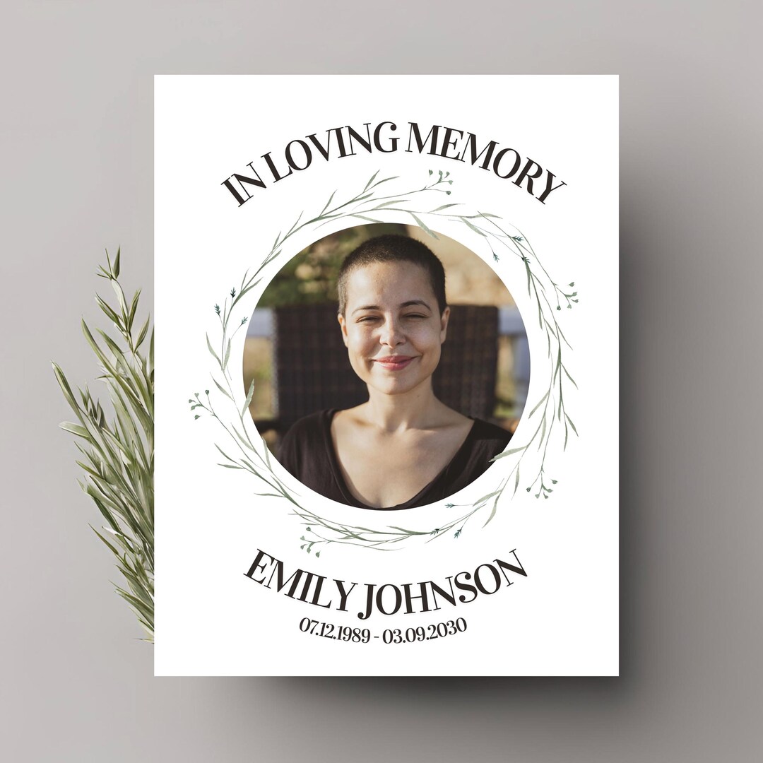 Printable Funeral Program Template, Round Photo, Picture, Personalized ...