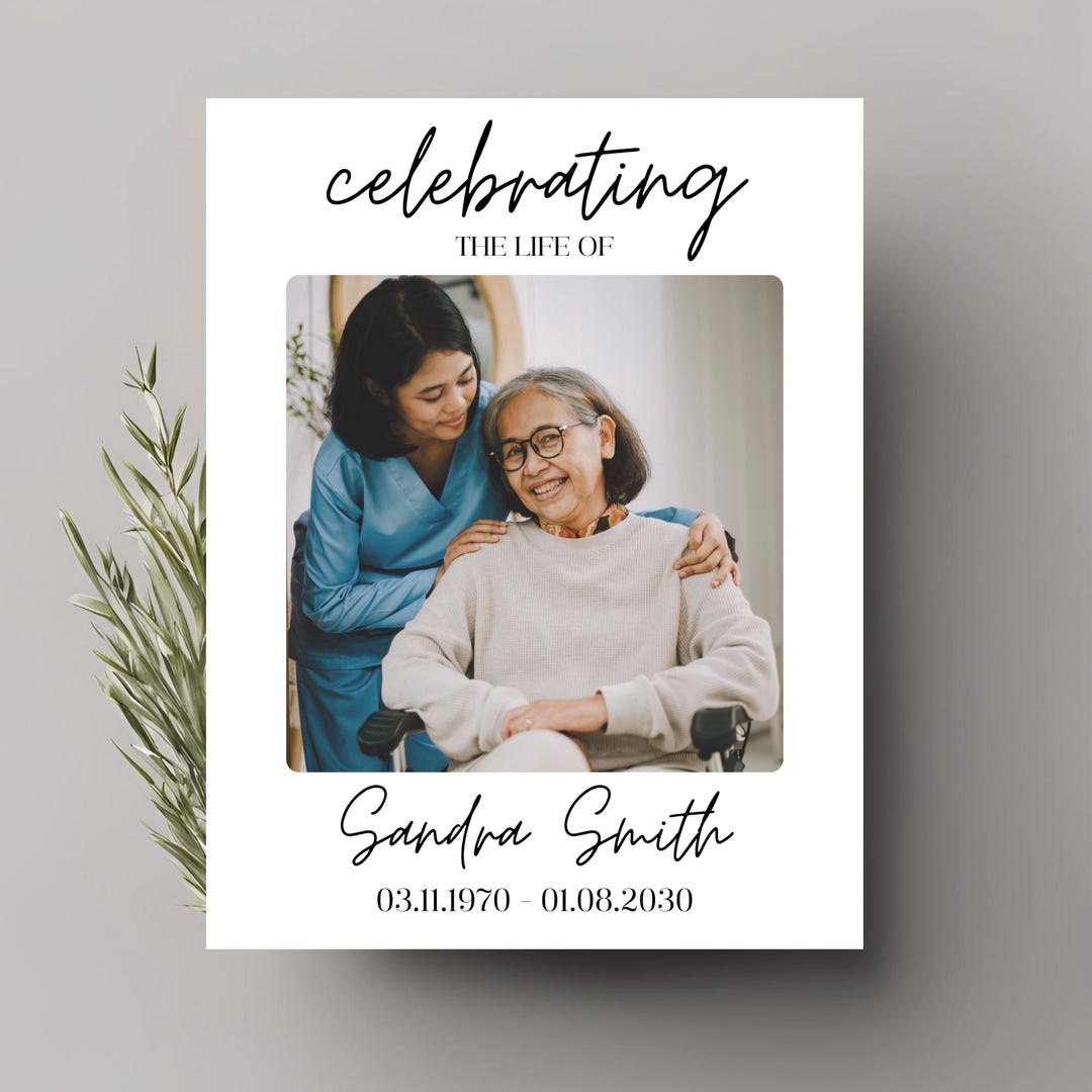 Printable Funeral Program Template, Square Photo, Picture, Personalized ...