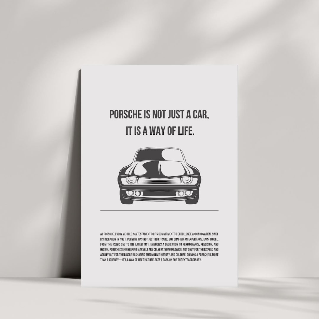 Porsche Quote Poster | Way of Life Wall Art | Printable Porsche Decor ...