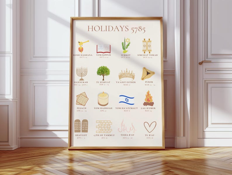 Printable Jewish Holiday Calendar 5785 (2024/2025) - Etsy