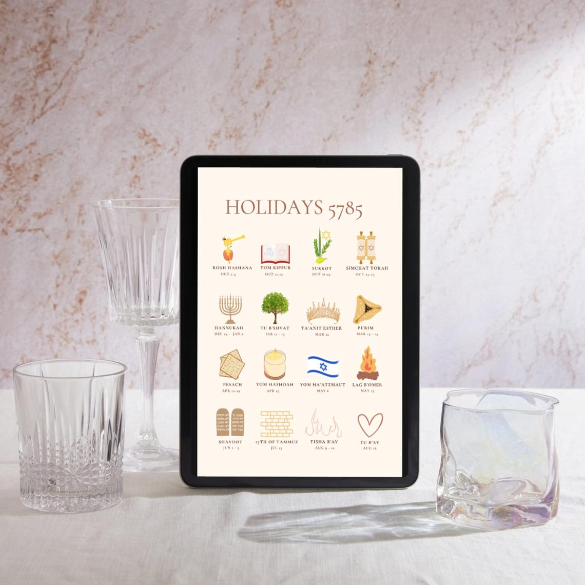 Printable Jewish Holiday Calendar 5785 (2024/2025) - Etsy
