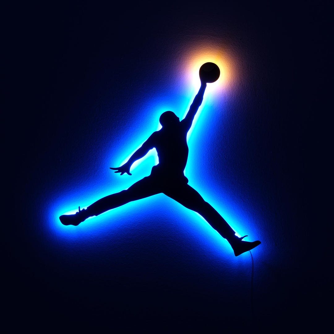 Michael Jordan Jumpman Metal Led Wall Sign, Gift for Boyfriend Art, RGB ...
