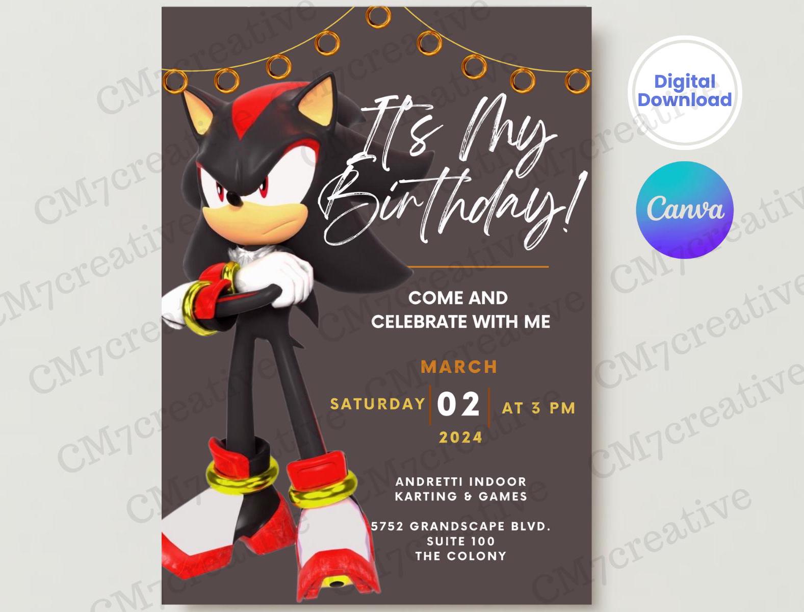 Shadow the Hedgehog Birthday Party Digital Invitation Template, Shadow ...
