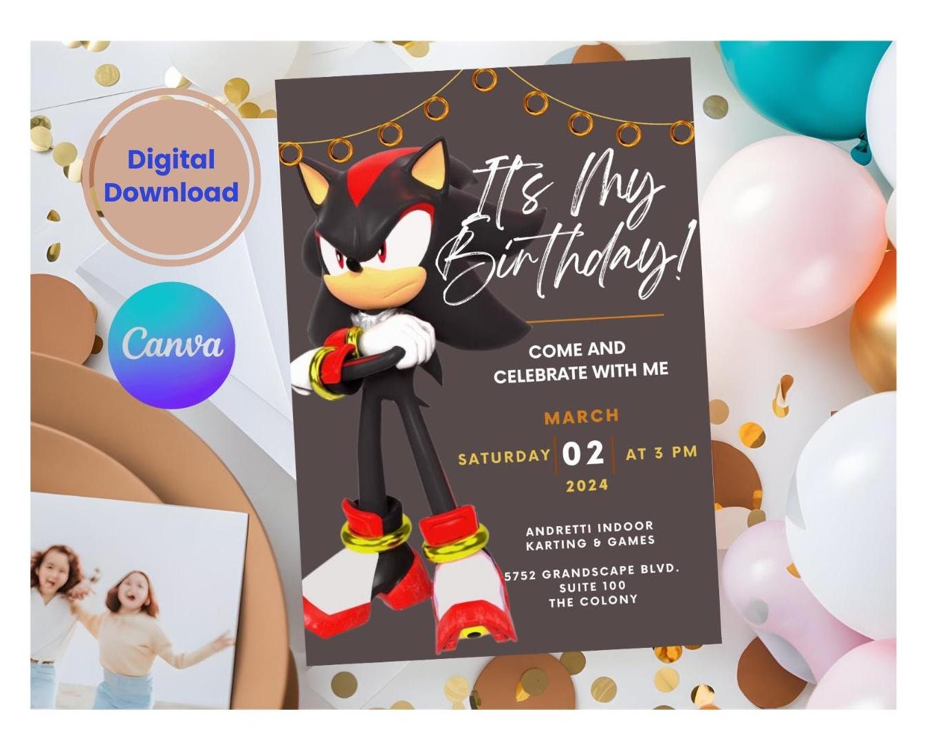 Shadow the Hedgehog Birthday Party Digital Invitation Template, Shadow ...