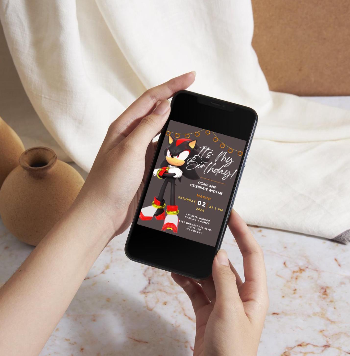 Shadow the Hedgehog Birthday Party Digital Invitation Template, Shadow ...