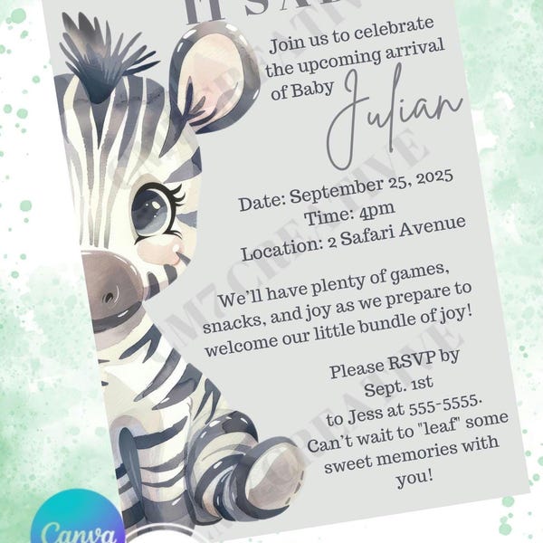 Zebra Baby Shower - Etsy