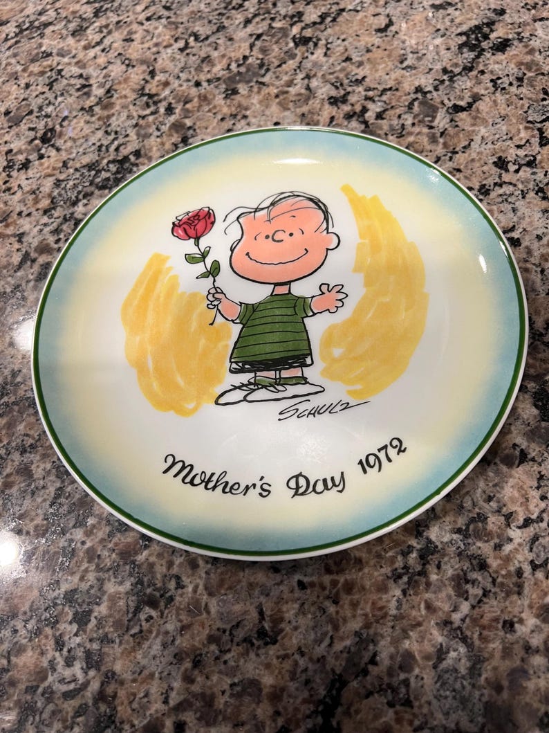 Snoopy Vintage Comic Peanuts Linus Mother’s Day Plate 1972 Charles ...
