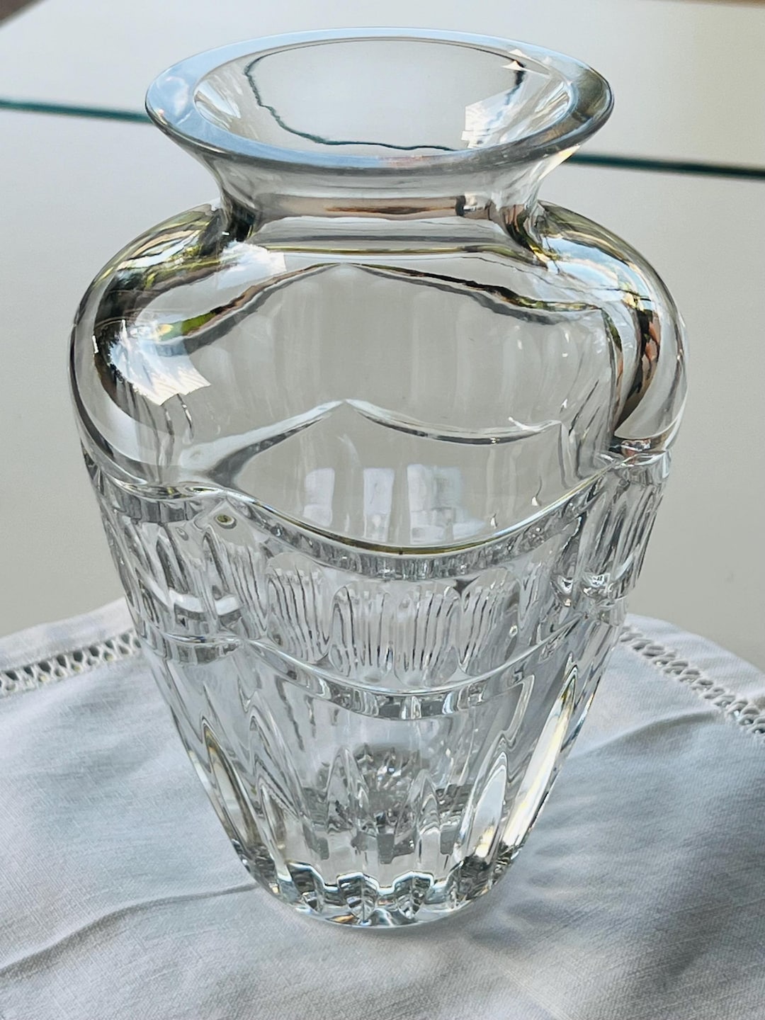 VINTAGE Waterford Crystal Flower Vase Pompeii Pattern Flower Holder Cut ...