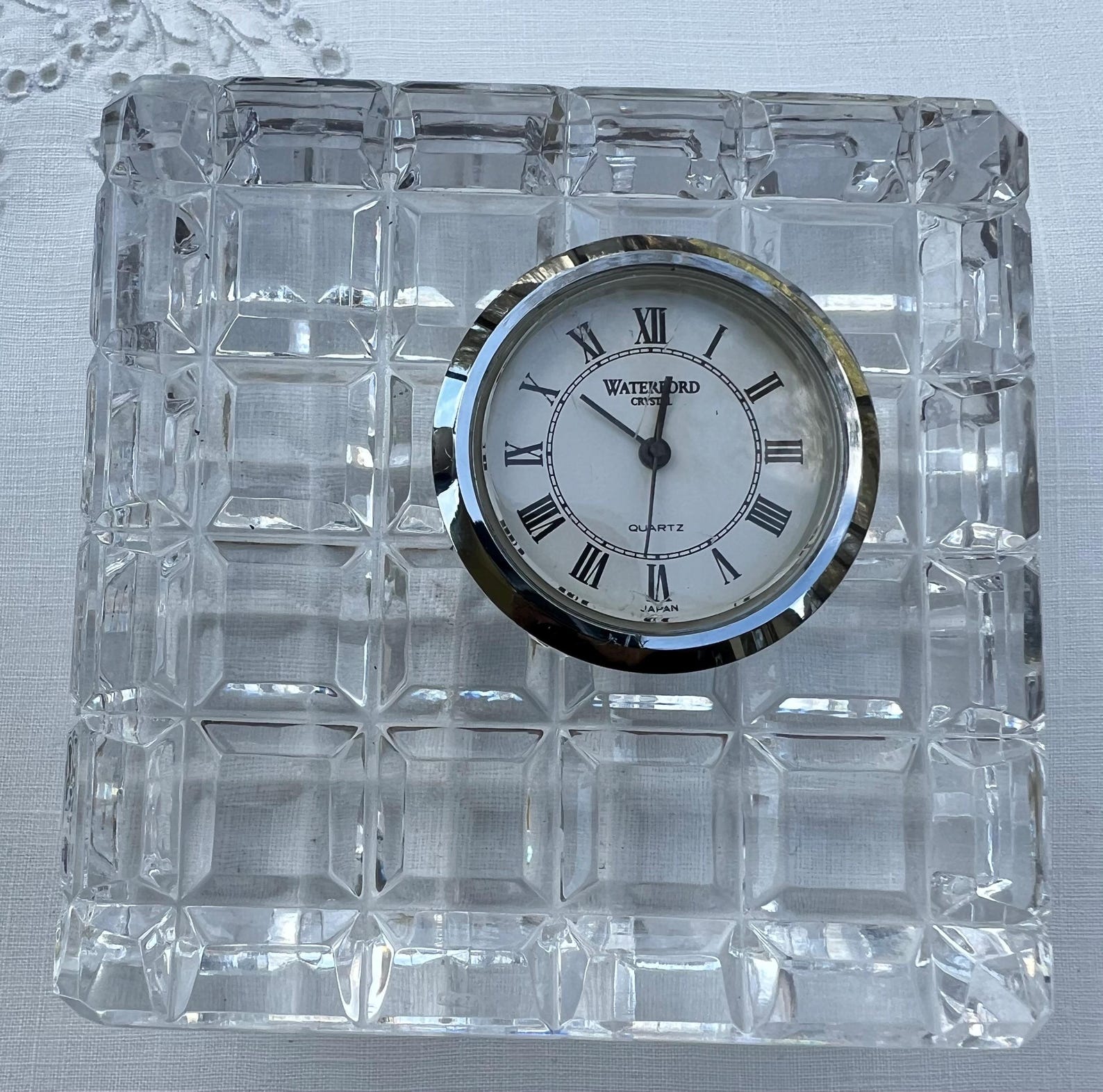 VINTAGE Waterford Crystal Vintage Square Clock Quartz Clock 3 1/8 ...