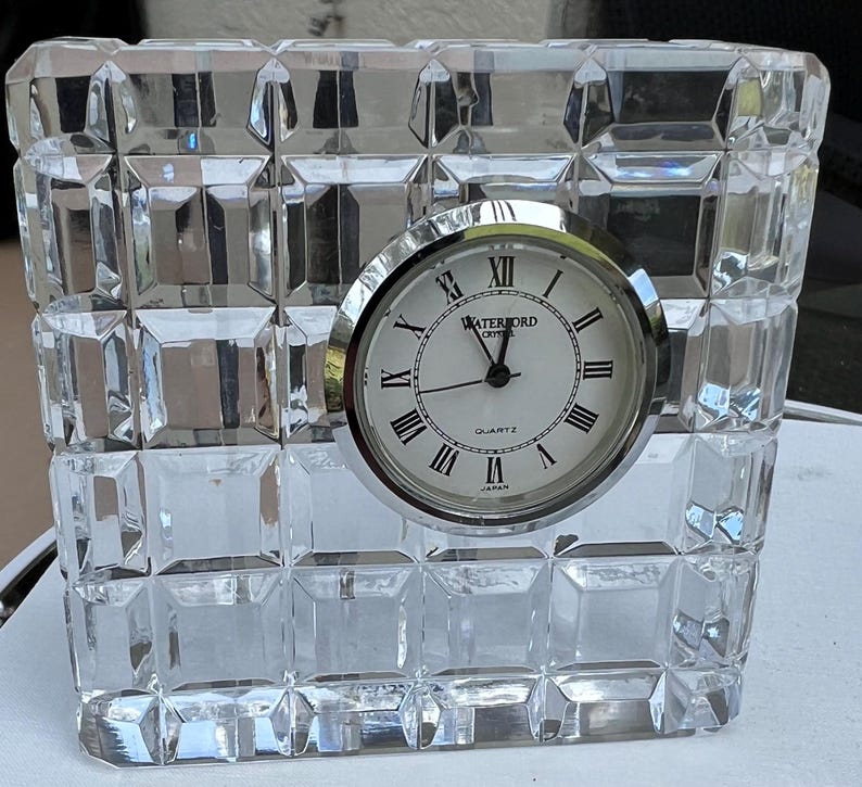 VINTAGE Waterford Crystal Vintage Square Clock Quartz Clock 3 1/8 ...