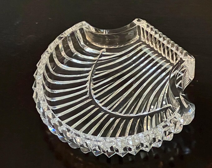 VINTAGE Waterford Crystal Scalloped Sea Shell Dish 5" Trinket Vanity ...