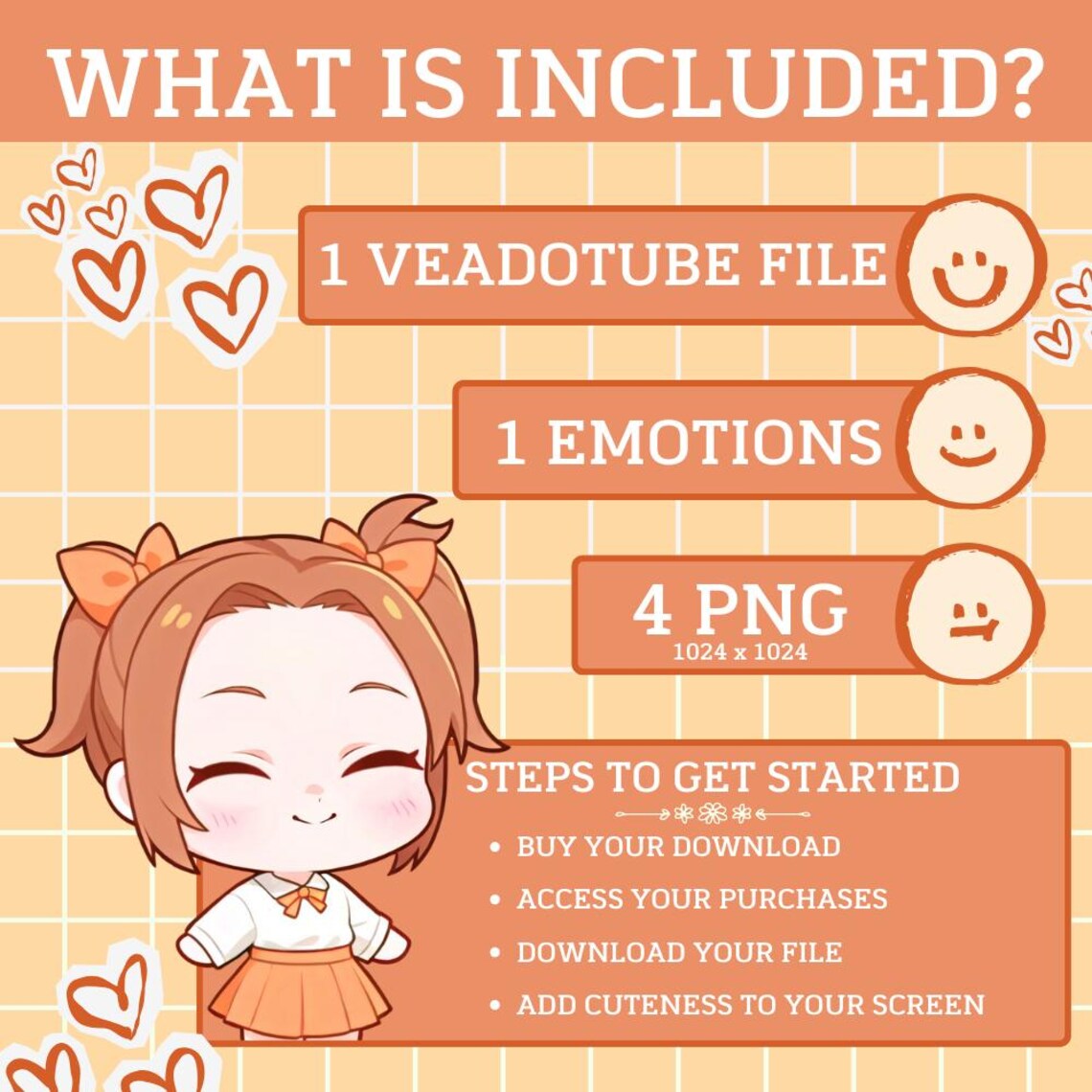 CHIBI Pngtuber Model Cute Girl Pngtuber Premade Model Veadotube Model ...