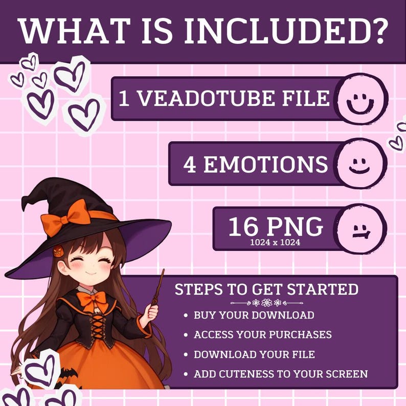 Little Witch Pngtuber Model | Cute Girl Pngtuber Premade Model ...