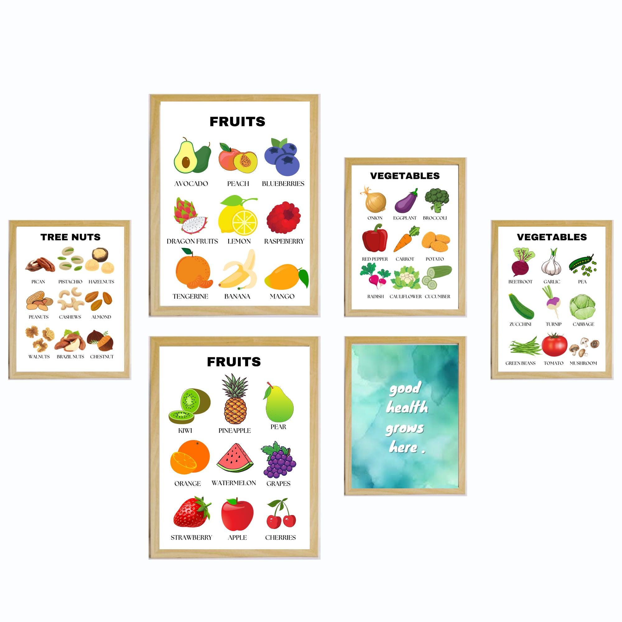HEALTHY EDUCATIONAL POSTER , Set of 6 Educational Posters , Fruits ...