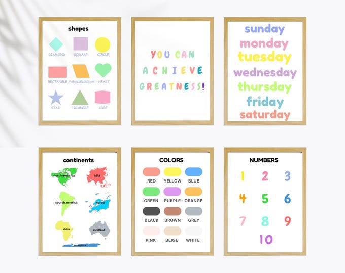Set of 6 Educational Posters, Classroom Posters, Homeschool Printables ...