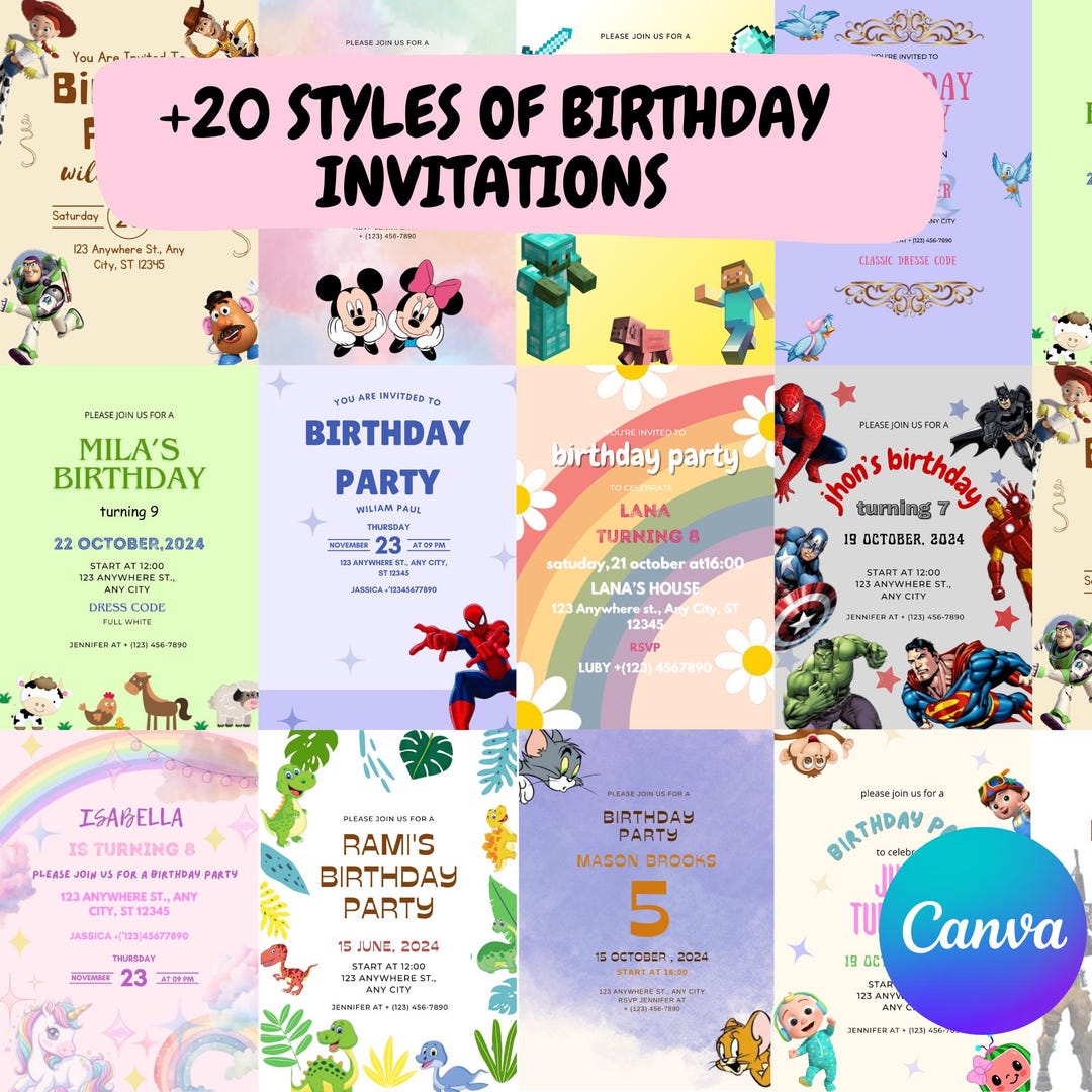 Printable Birthday Invitation Template _ 23 Customizable Designs ...