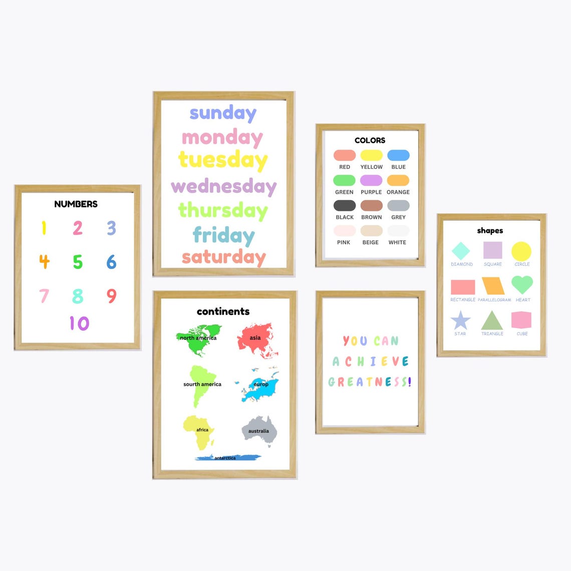 Set of 6 Educational Posters, Classroom Posters, Homeschool Printables ...