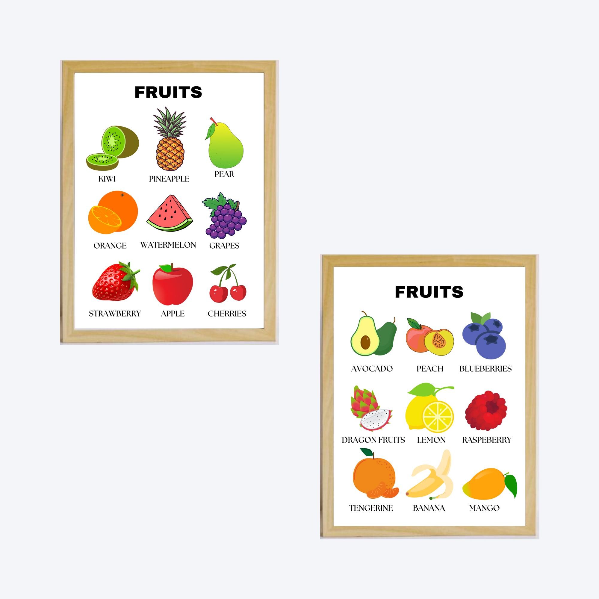 HEALTHY EDUCATIONAL POSTER , Set of 6 Educational Posters , Fruits ...