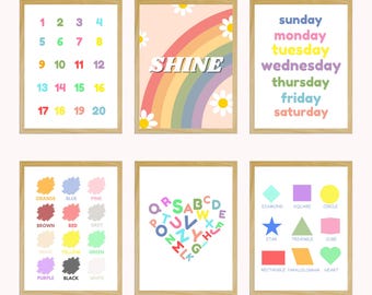 Set of 6 Educational Posters, Classroom Posters, Homeschool Printables ...