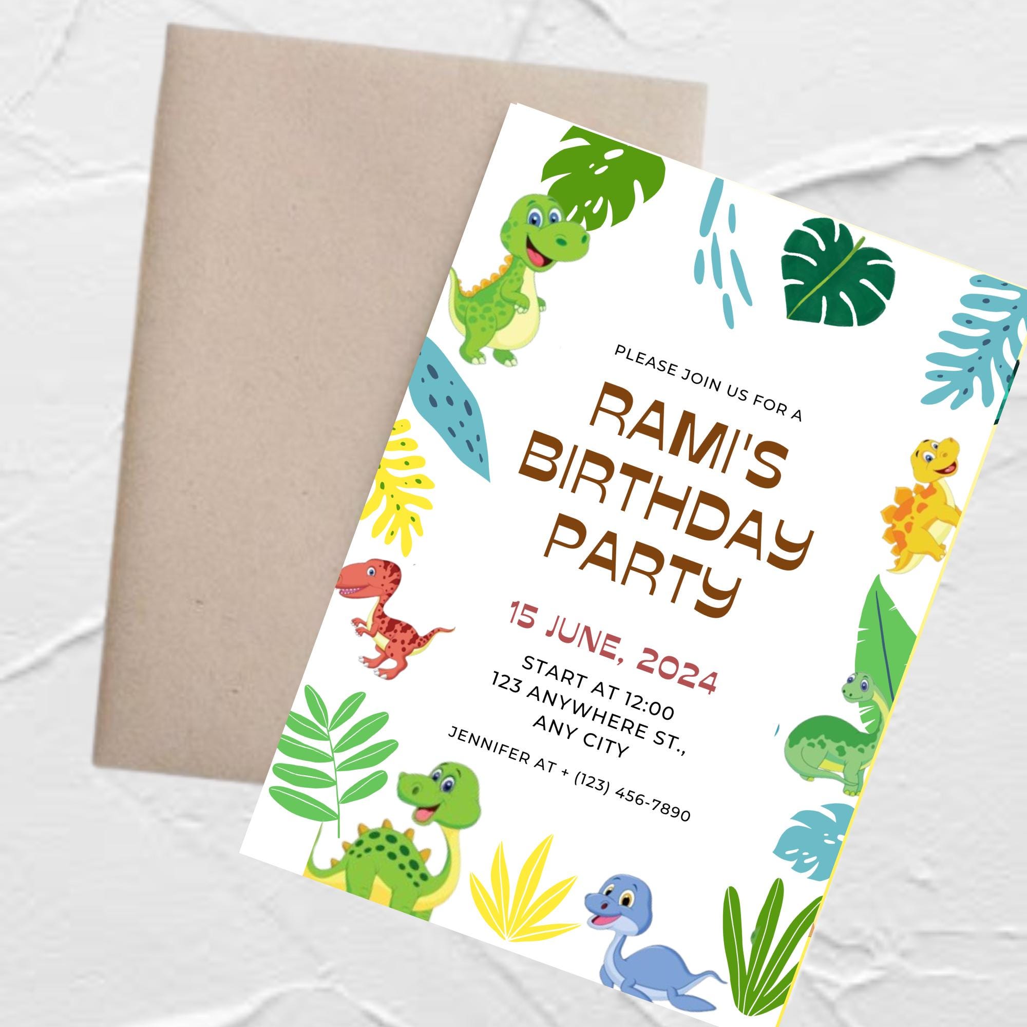 Fun Dinosaur-themed Birthday Invitation , Kids Birthday Invitation ...