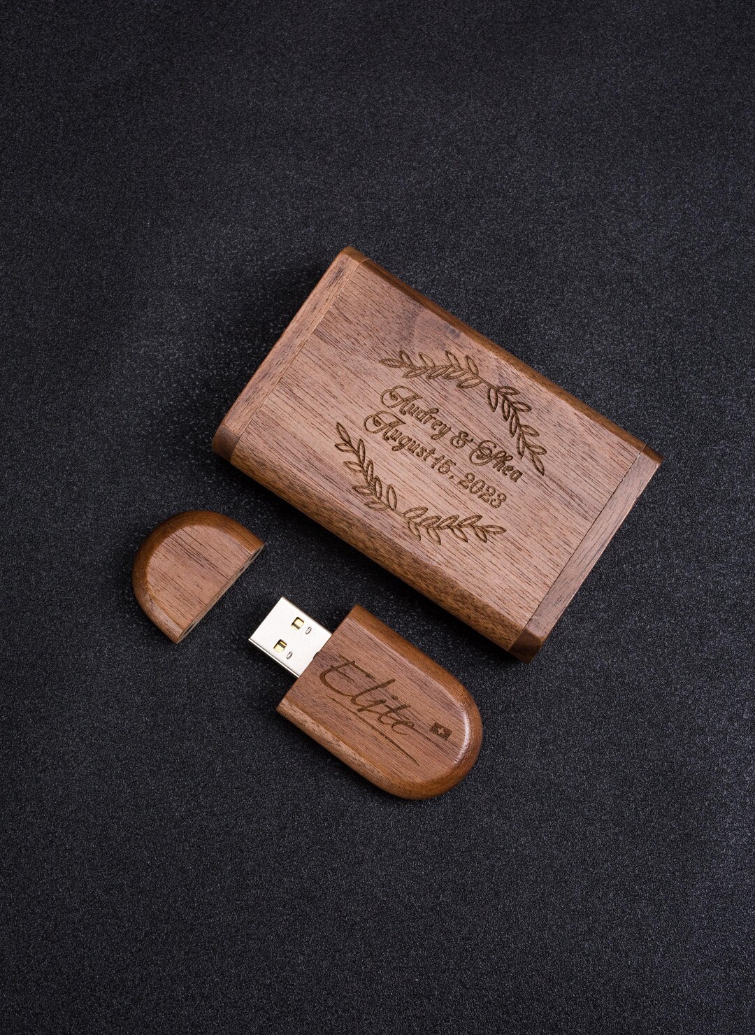 Custom Wooden Keepsake USB Flash Drive Box | Custom Wedding USB Stick ...