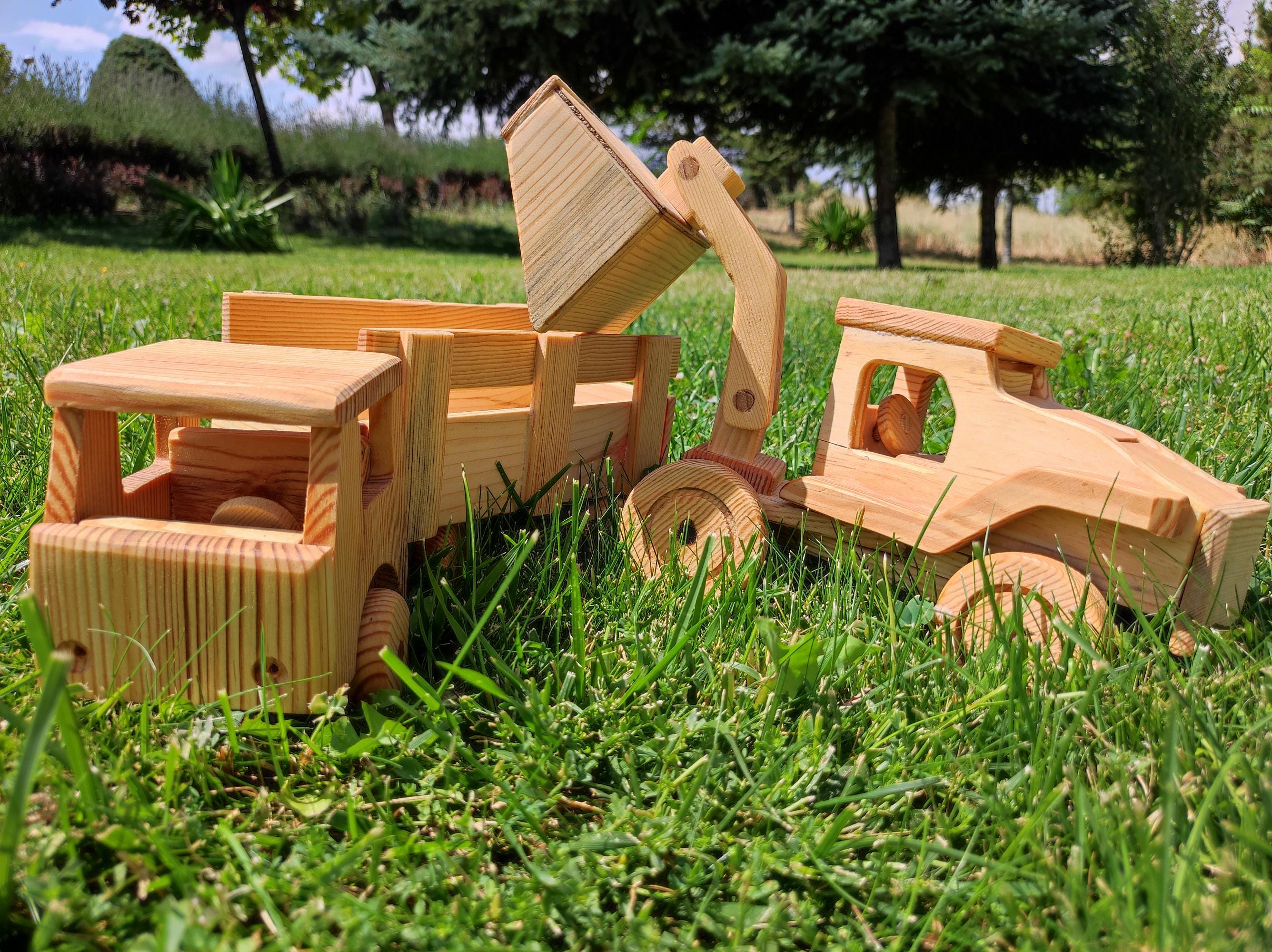 Wooden Truck and Excavator Set | Handcrafted Wooden Digger and Truck ...