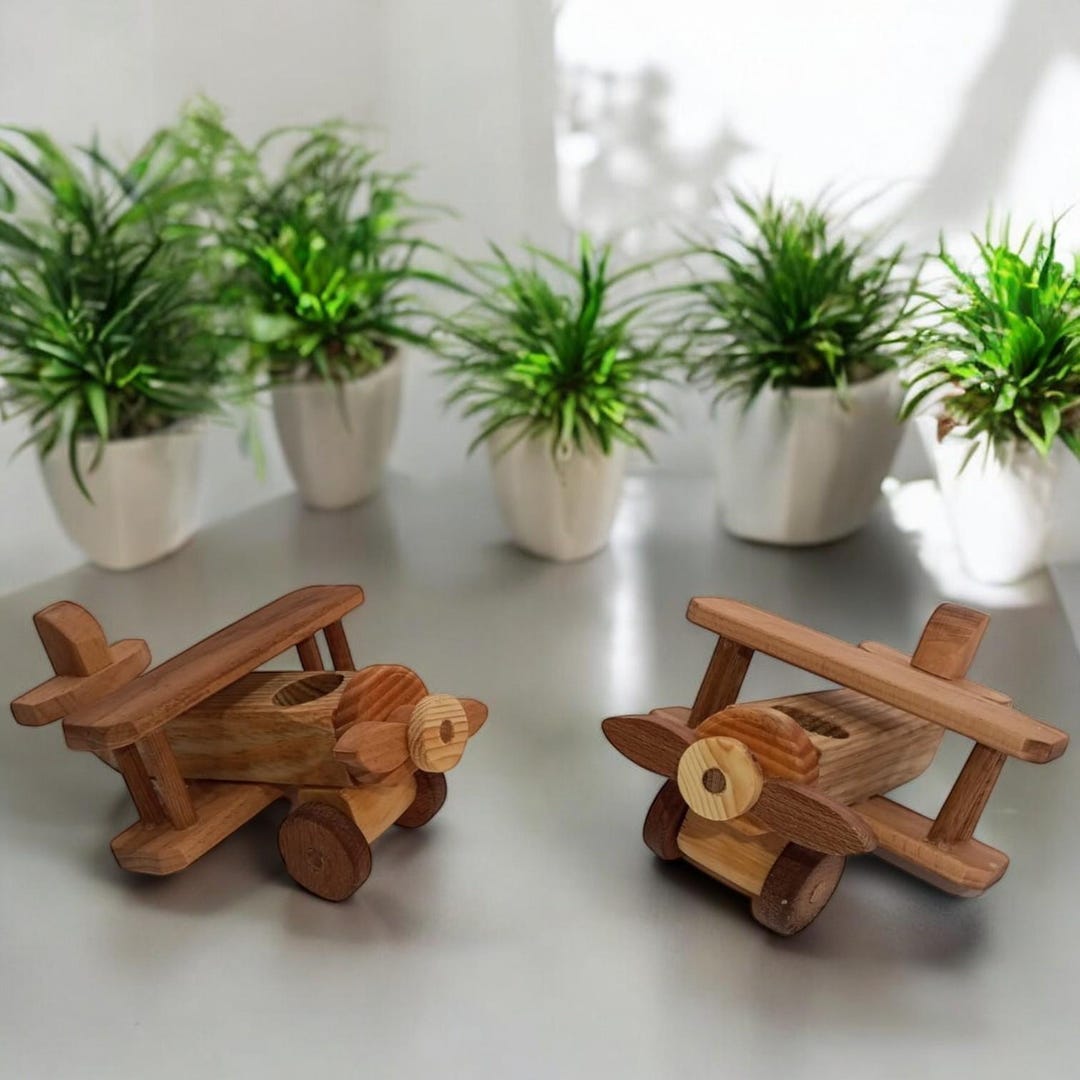 Handmade Wooden Airplane Toy | Wooden Plane With Pegdoll | Natural ...