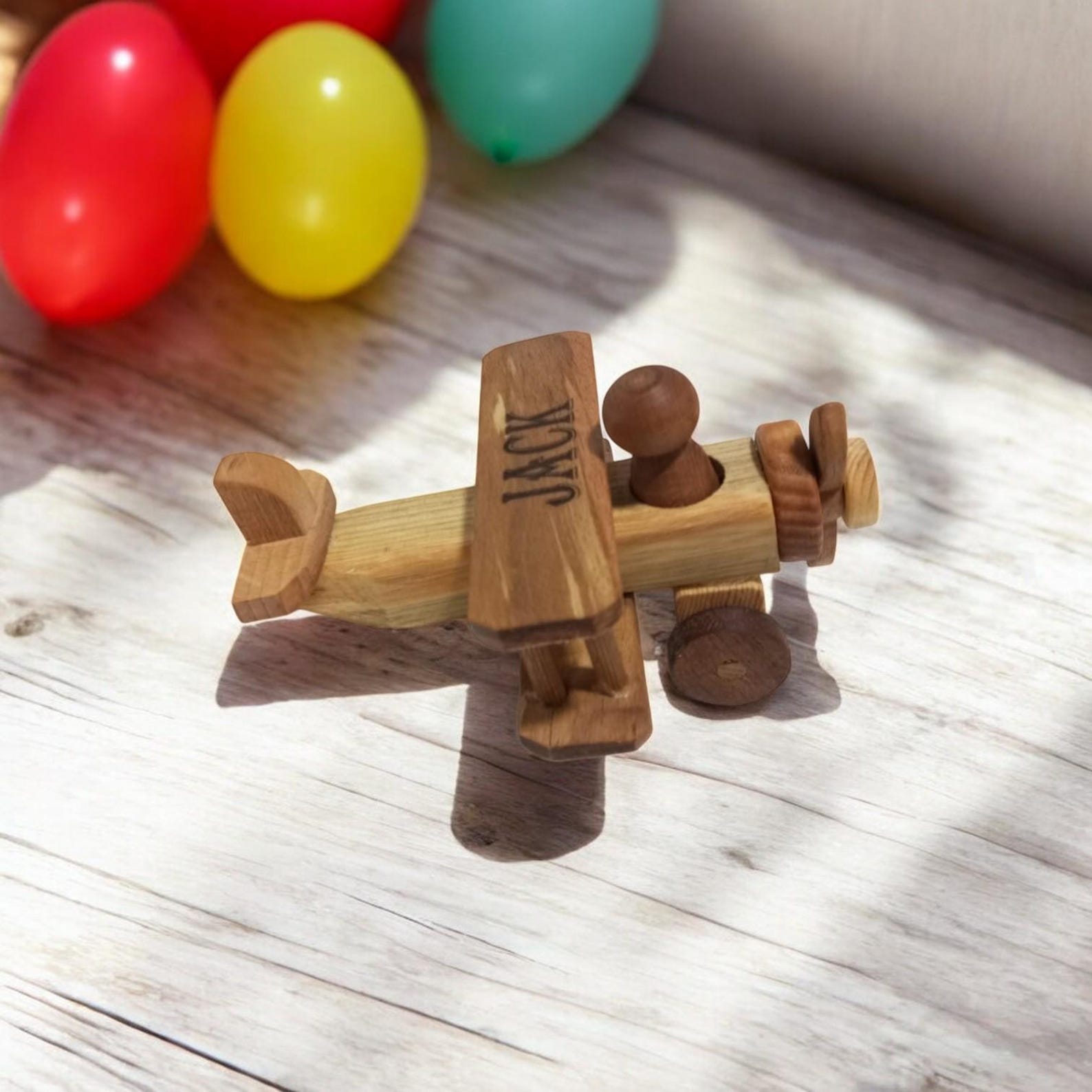 Handmade Wooden Airplane Toy | Wooden Plane With Pegdoll | Natural ...