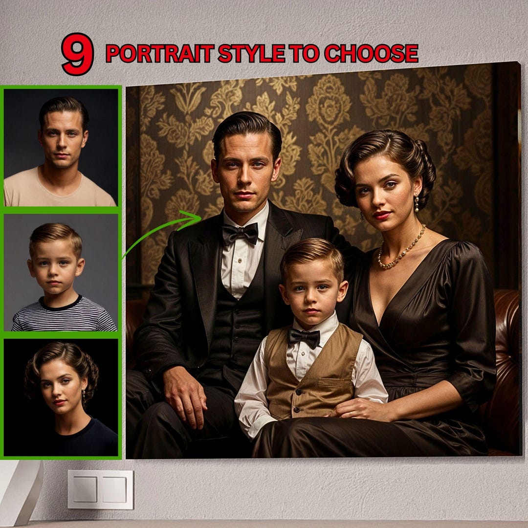 Custom Mafia Gangster Family Portrait From Photo, Face Swap Editing ...