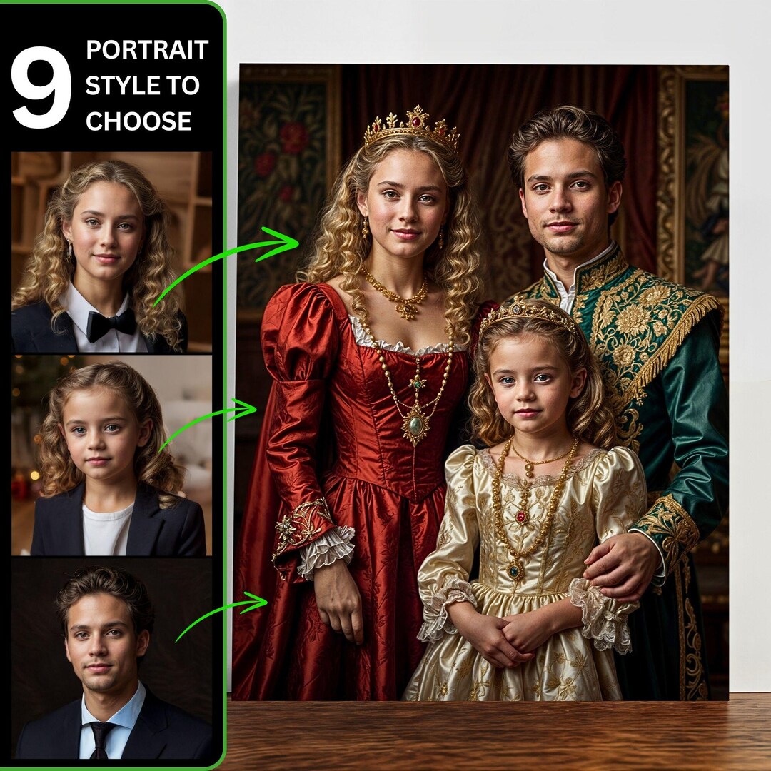 Custom Royal Couple Portrait From Photo, Family Portrait, Turn Me Royal, Photo Retouching, King ...