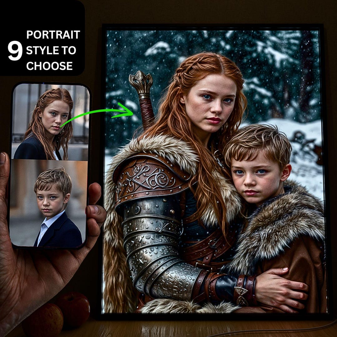Custom Viking Portrait From Photo, Face Swap Viking Woman, Viking Son ...