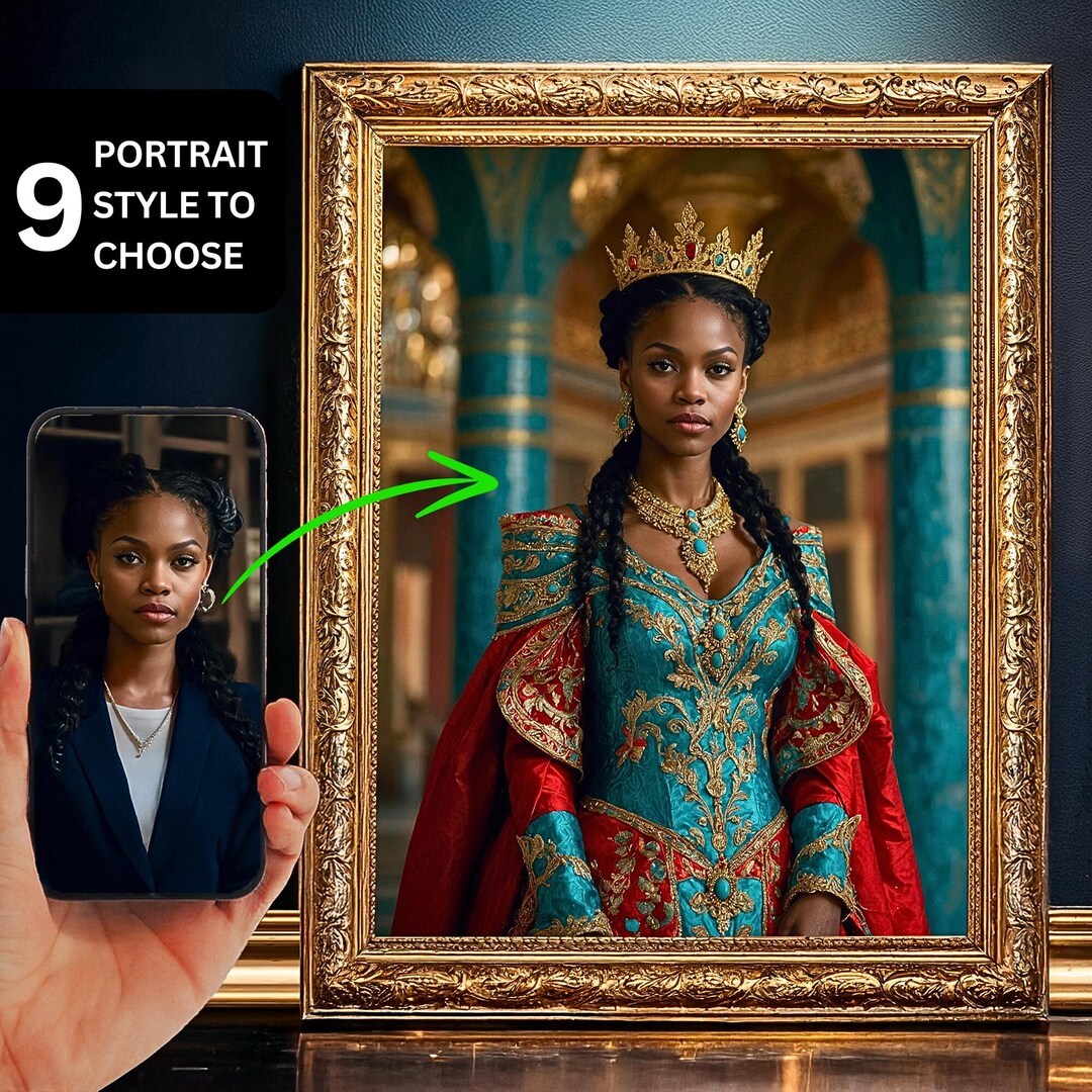 Custom Royal African Queen Portrait From Photo, Make Me Royal ...