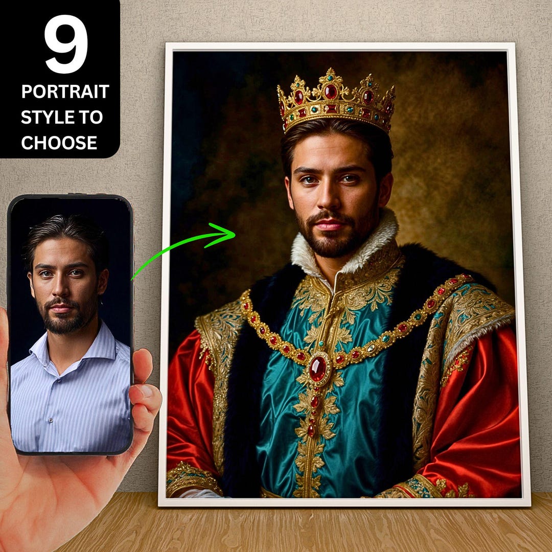 Custom Royal King Portrait From Photo, Face Swap Historical Portrait ...