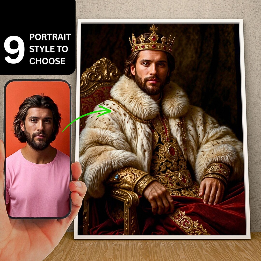 Custom Royal King Portrait From Photo, Face Swap Renaissance Portrait ...