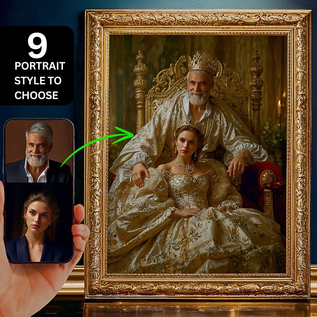 Custom Royal Couple Portrait From Photo, Make Me Royal, Wedding Gift ...