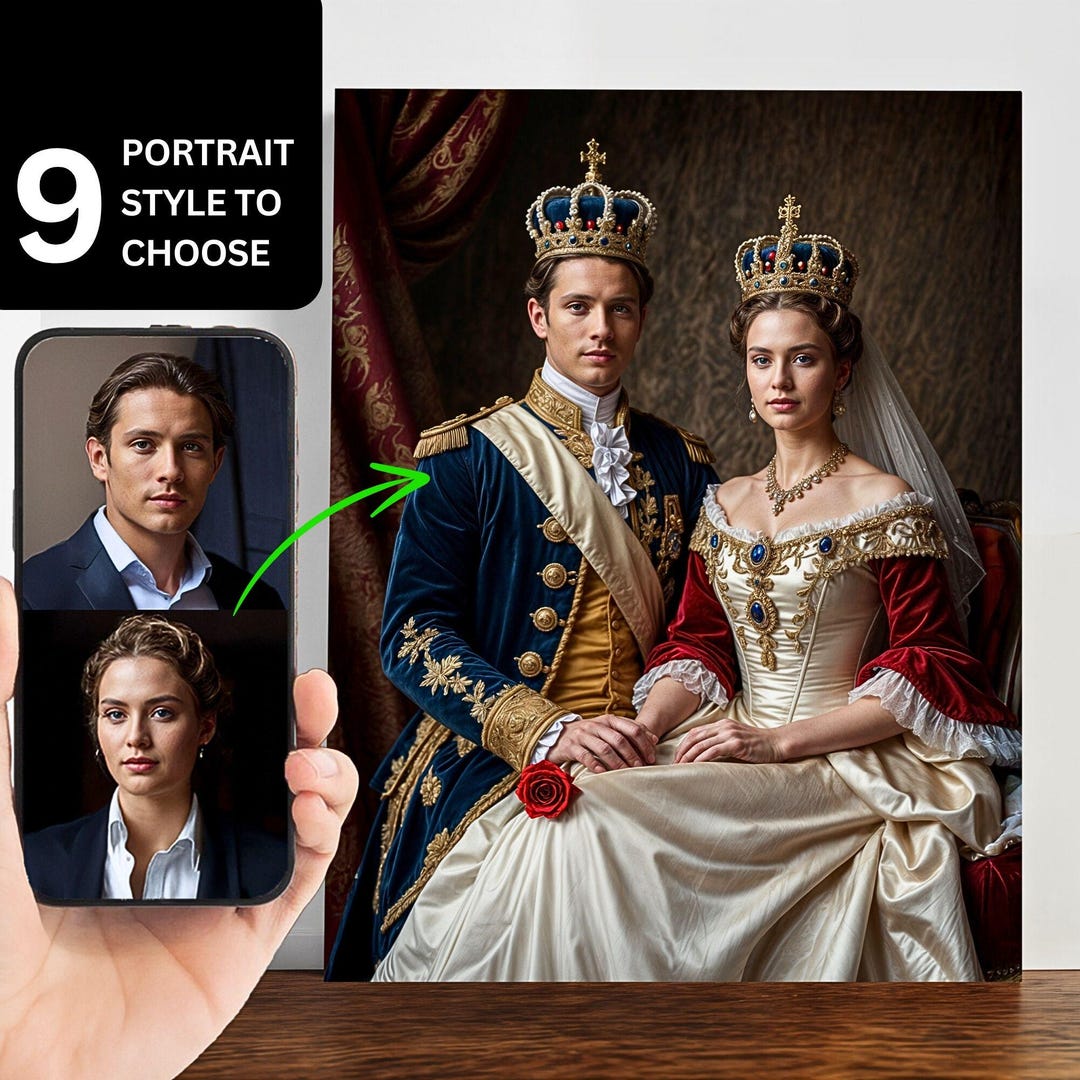 Custom Royal Couple Portrait From Photo, Photo Retouching Services ...