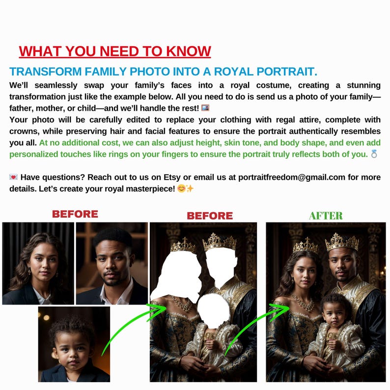 Custom Royal Couple Portrait From Photo, Make Me Royal, Family Portrait ...