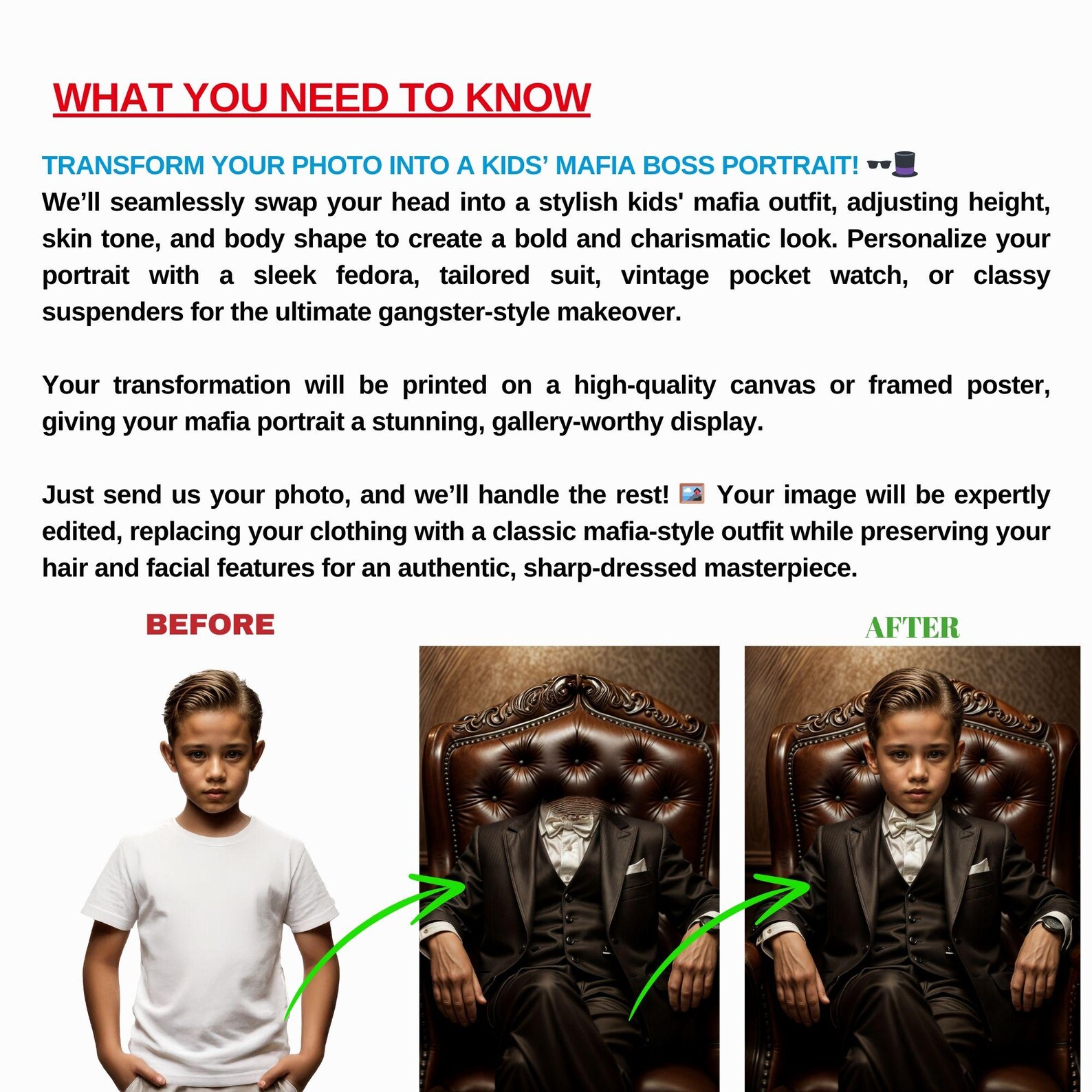 Custom Mafia Kid Portrait From Photo, Face Swap Personalized Portrait ...