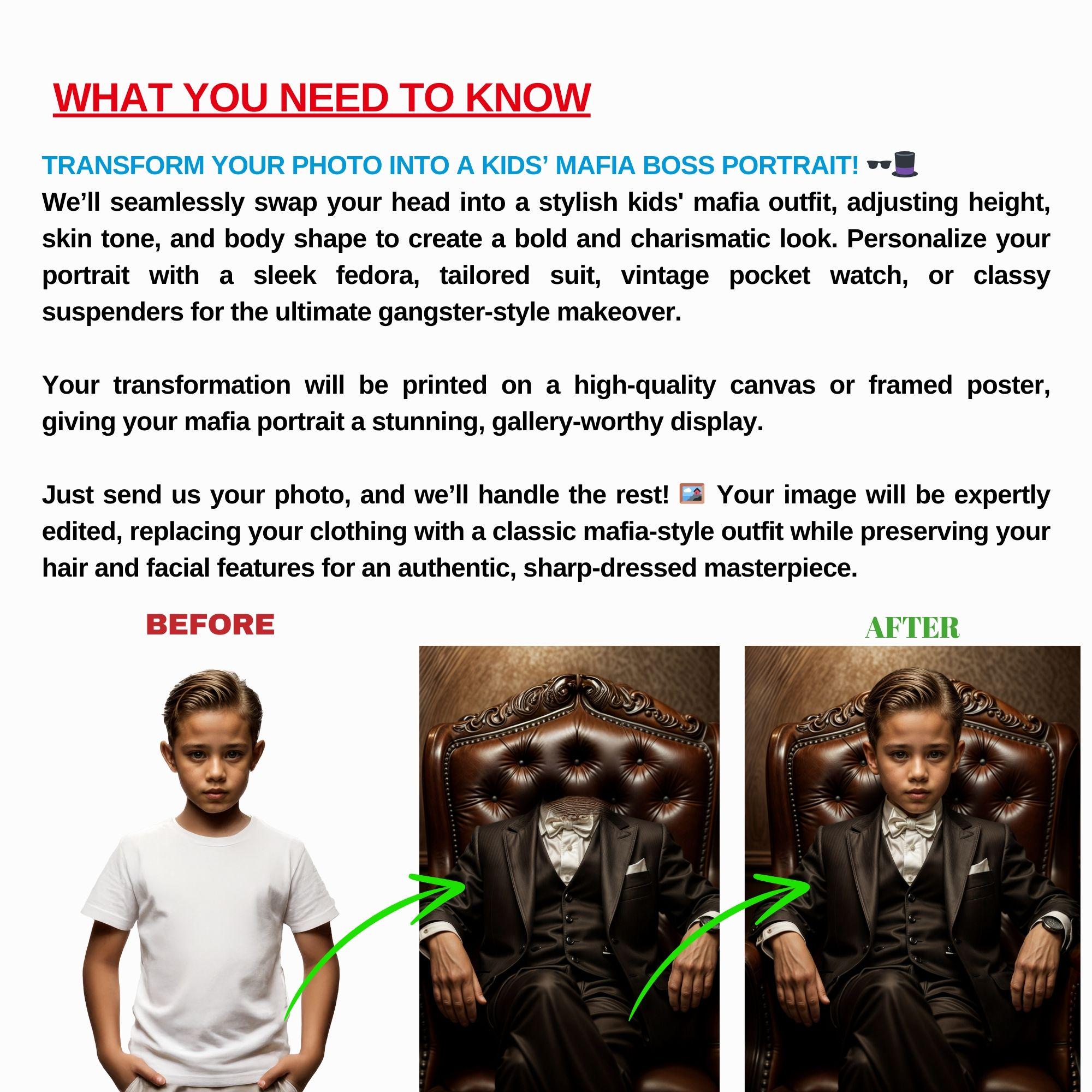 Custom Mafia Kid Portrait From Photo, Face Swap Personalized Portrait ...